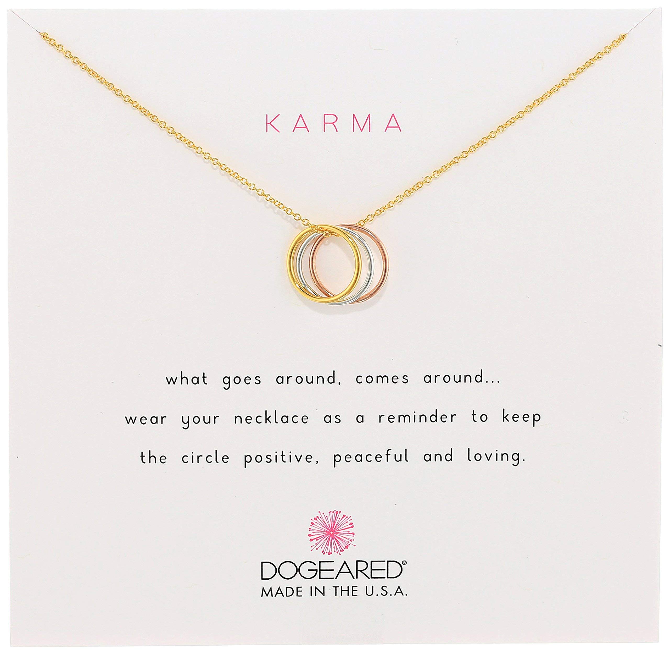Dogeared "Karma" Mixed Metal Sterling Silver Triple Karma Ring Necklace, 16" + 2" Extender