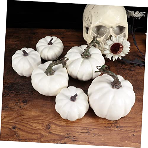 Garneck 18 Pcs Home Decor White Pumpkin DIY Pumpkin Simulation Pumpkin Mold Fake Pumpkin Dining Table