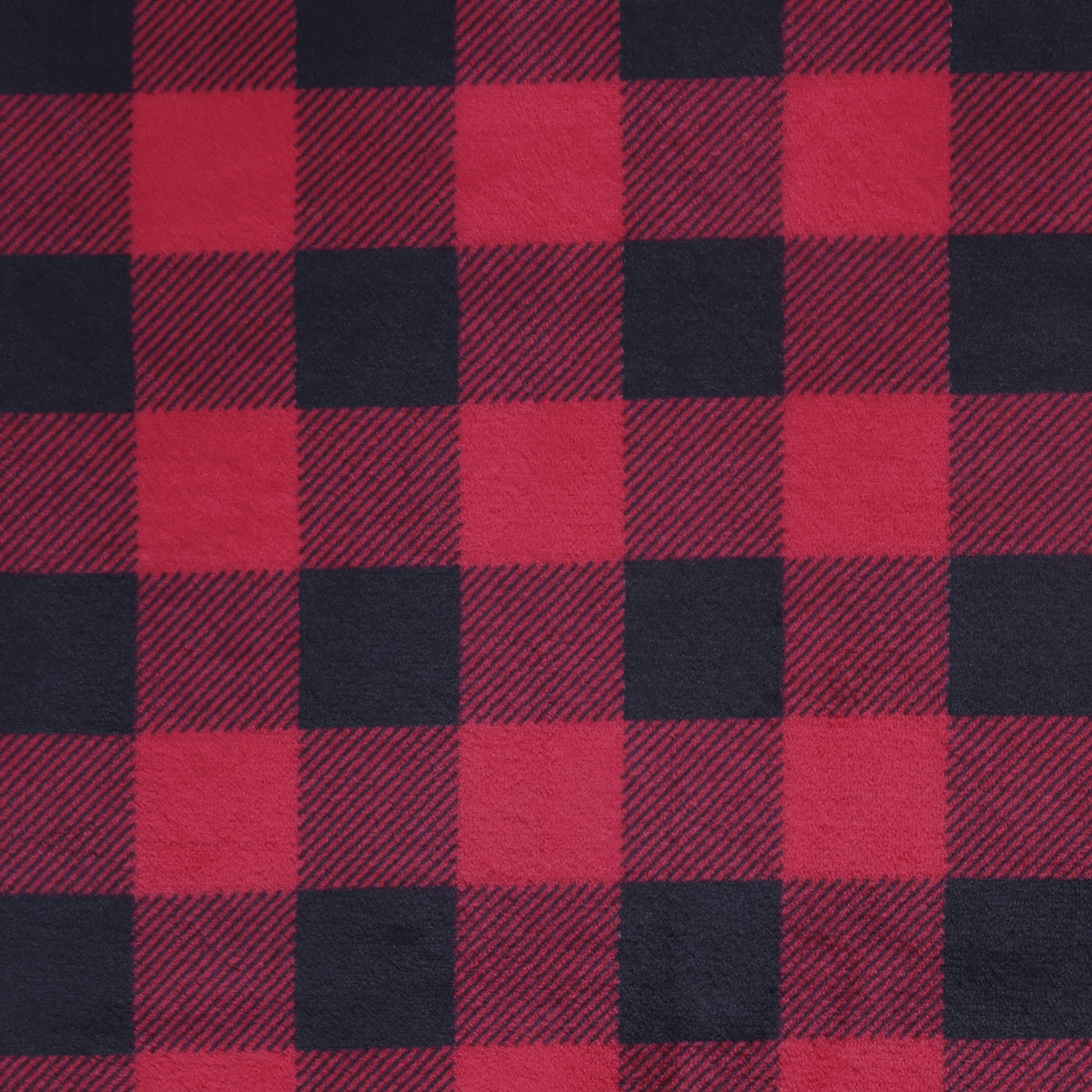 Mook Fabrics Fleece Flannel Buffalo Plaid, Red Cut by The Yard