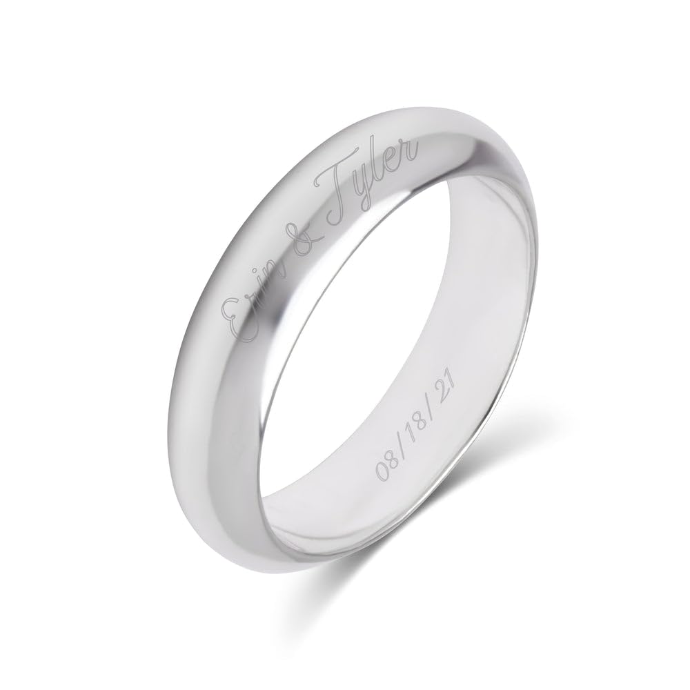 EVE'S ADDICTION Custom Engraved Sterling Silver Band, Ring Sizes 8 - Engravable Sterling Silver 5mm Band - Promise Ring - Wedding Band - Commitment Ring - Couples Jewelry - Gifts for Mom