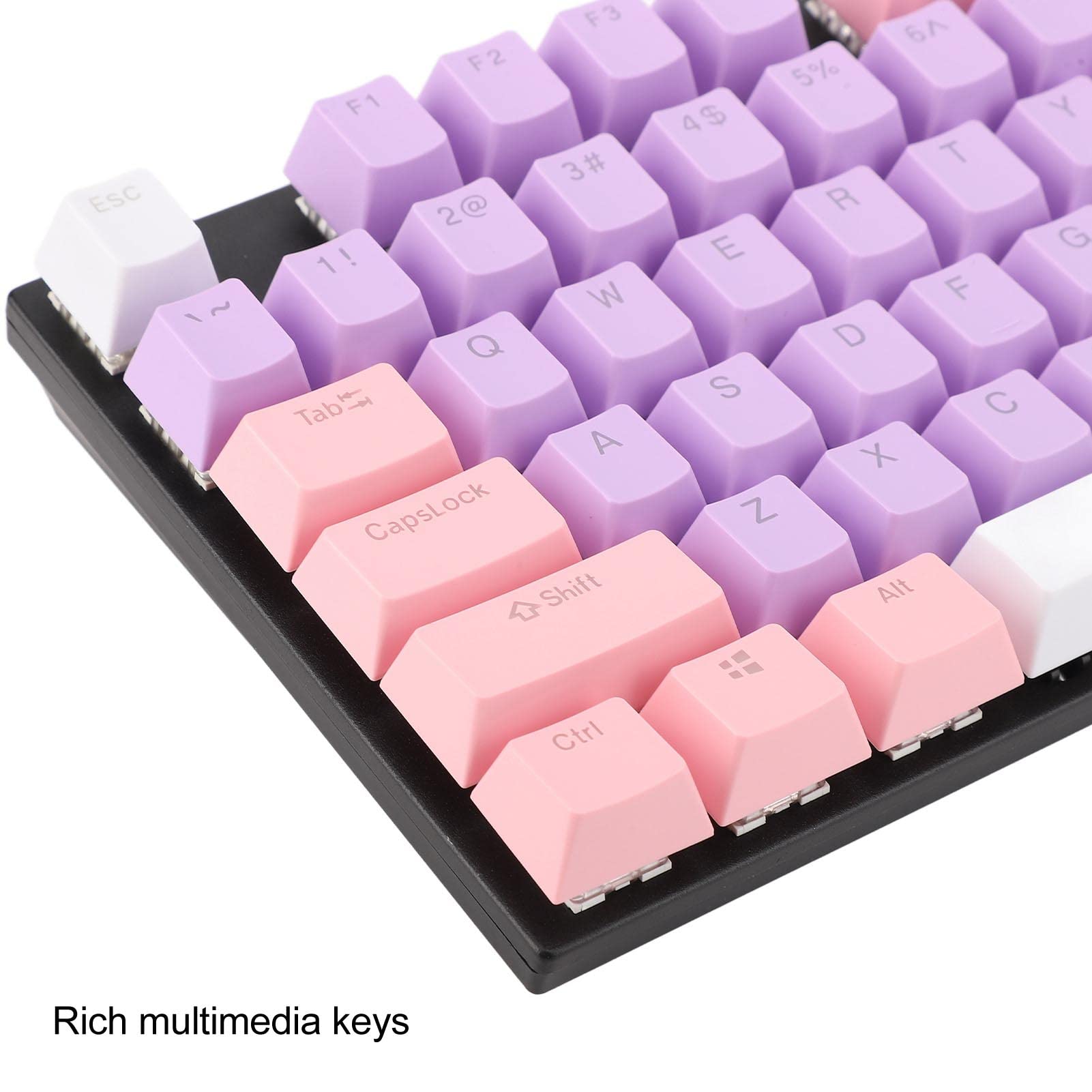LBEC Mechanical Gaming Keyboard, Gaming Keyboard All Key Conflict Free 26 RGB Lighting Effects Blue Switch Waterproof for PC (Purple Pink White)