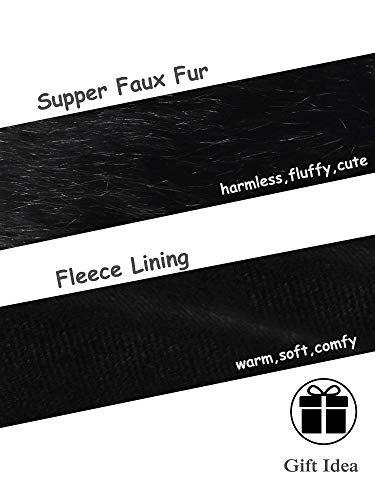 Faux Fur Headband with Elastic for Women's Winter Earwarmer Earmuff(One Size,Black)
