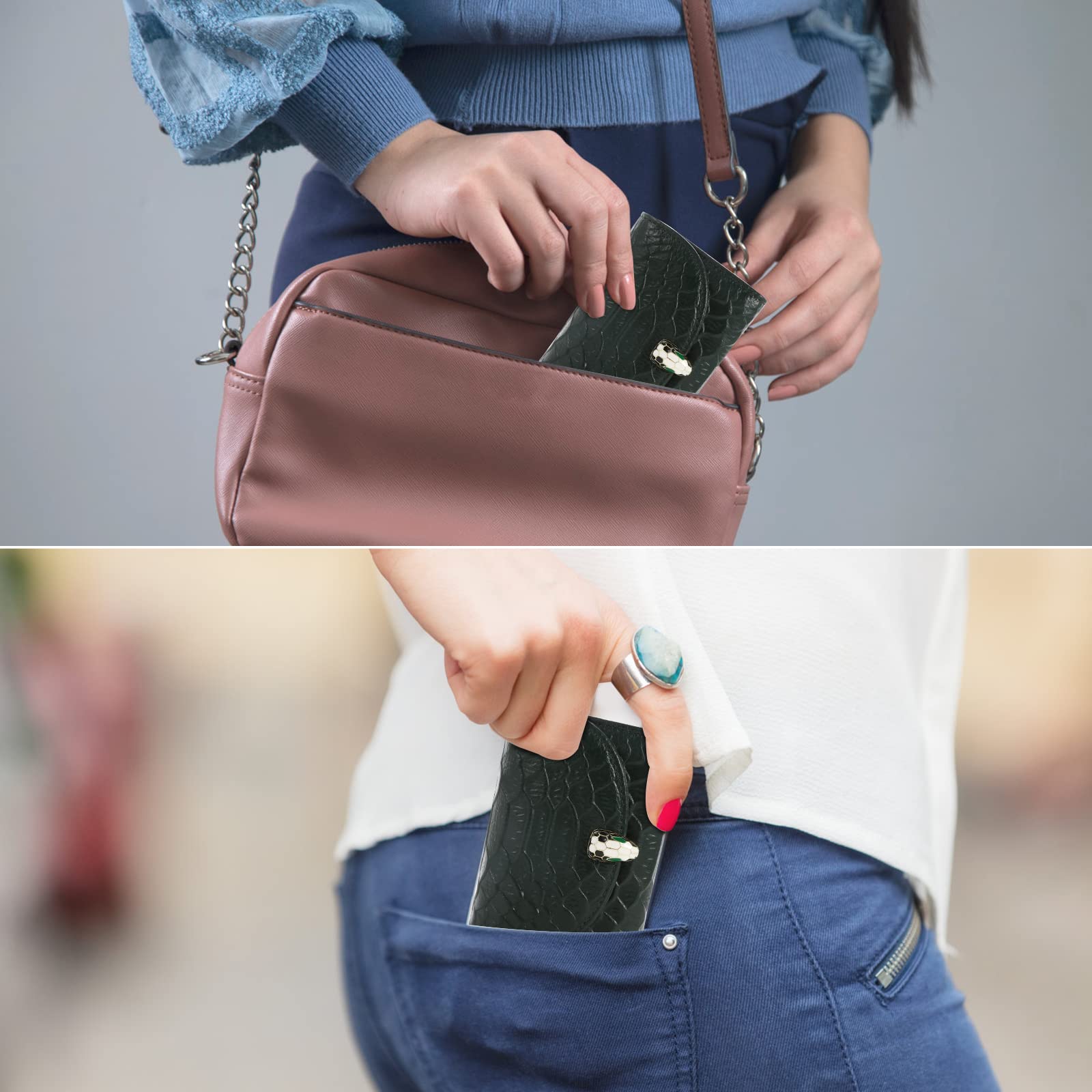 EXT-FAN Credit Card Holders RFID Small Wallet for Women Envelope System Purse Compact Card Cases & Money Organizers (Emerald green)