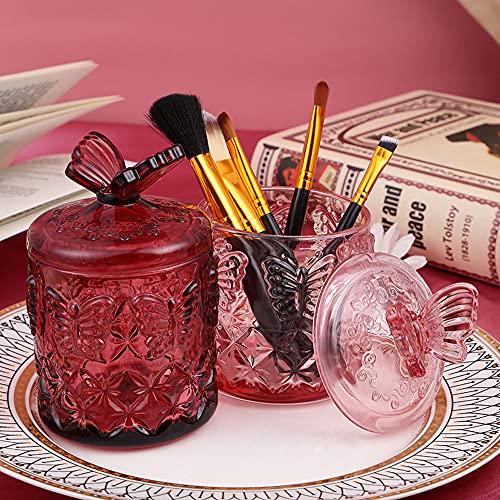 RockTrend Relief Butterfly Coloured Glass Storage Jar Candy Dish Swab Box with Lid