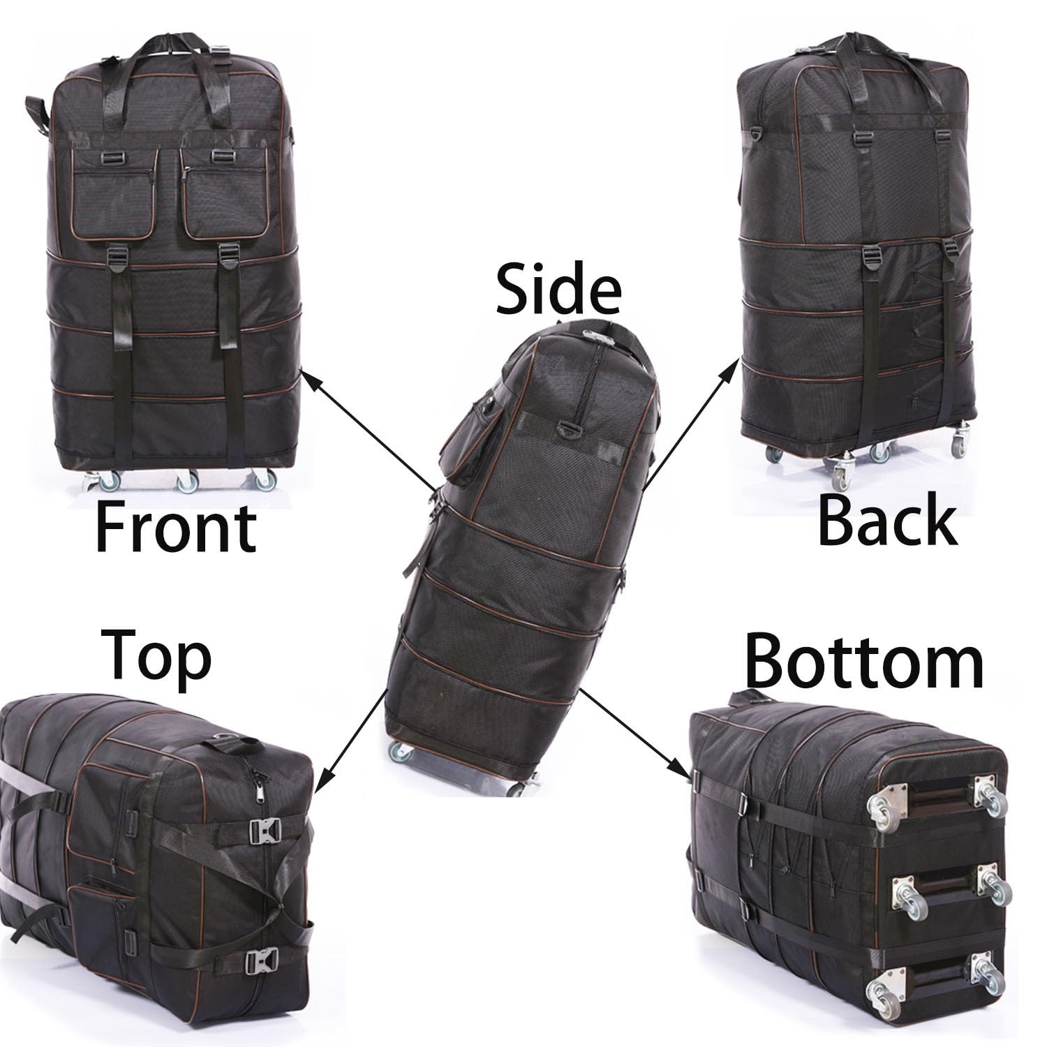 ELDA Expandable Foldable Suitcase Heavy Duty Collapsible Luggage Large Travel Duffle Bags with Wheels for Men Women