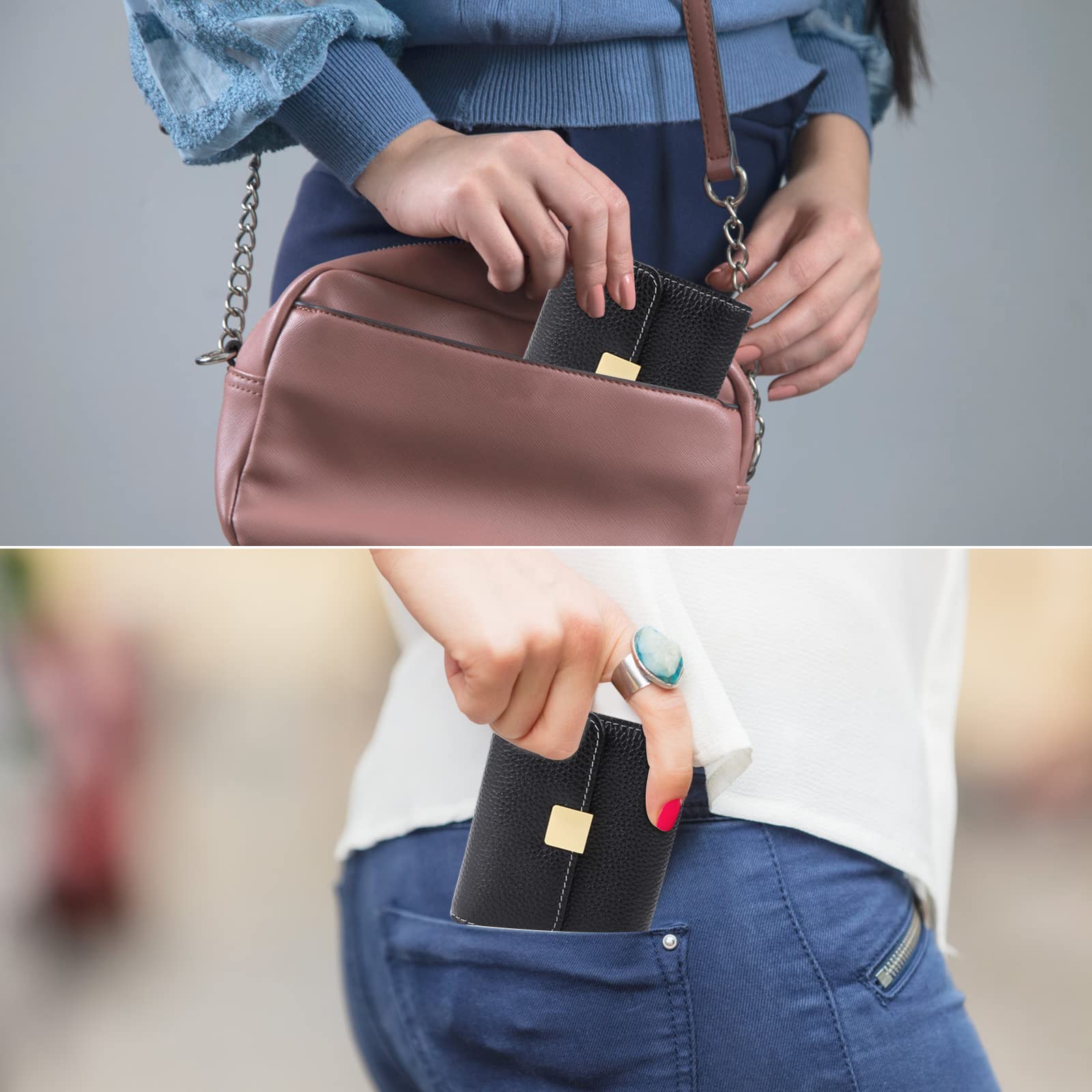EXT-FAN Credit Card Holders RFID Small Wallet for Women Envelope System Purse Compact Card Cases & Money Organizers (black)
