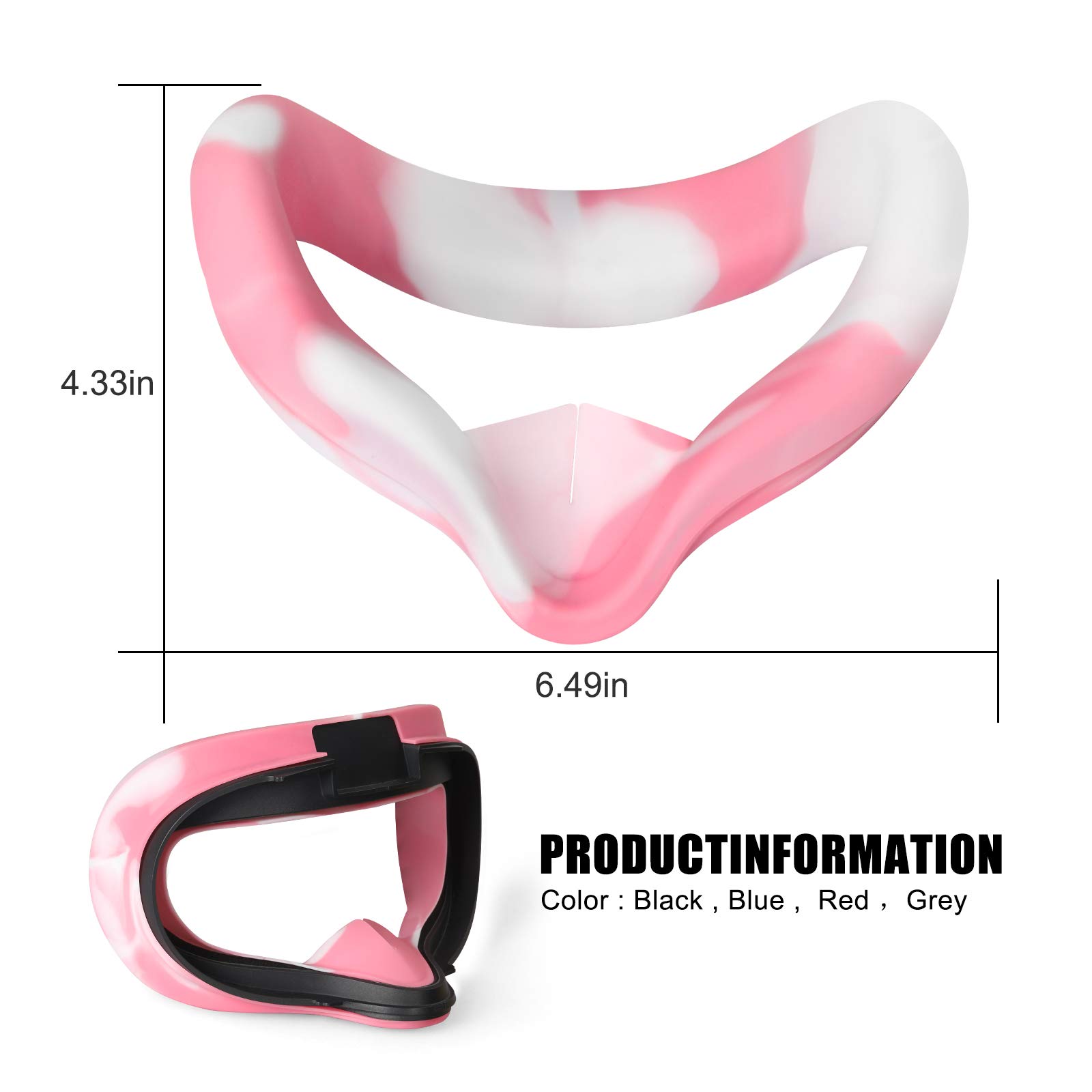 Esimen Silicone Mask Cover for Oculus Quest 2 Face Cushion Cover Sweatproof (Bluemixed+Pinkmixed)