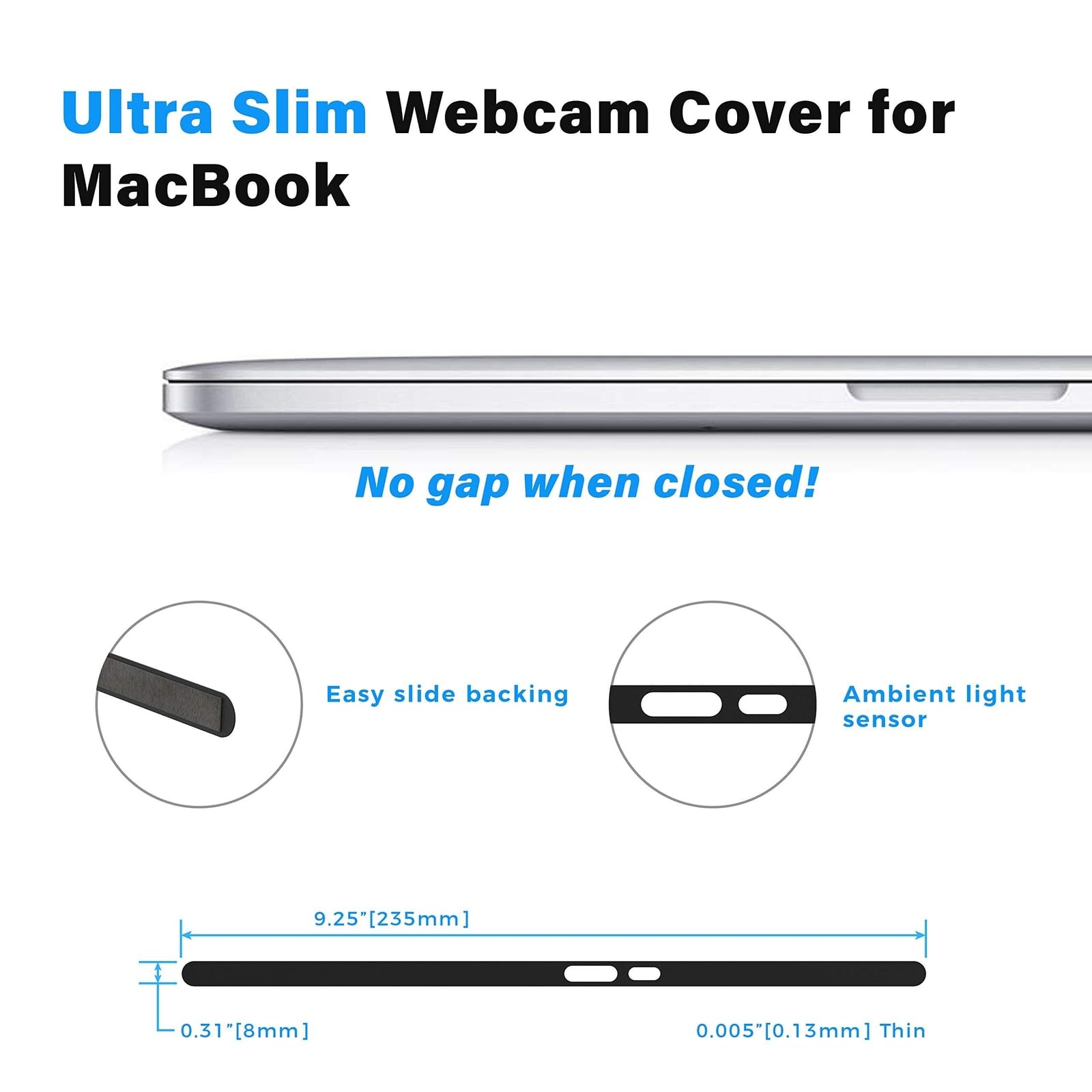 Eyebloc Webcam Cover for MacBook and MacBook Pro Models- Professional Edition β Patented Magnetic Slider Design, Safe Screen Closure, Ambient Light Sensor Compatible