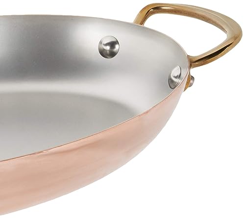 Mauviel M'150 B 1.5mm Polished Copper & Stainless Steel Oval Pan With Brass Handles, 11.8-in, Made in France