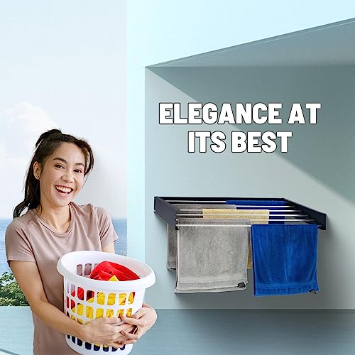 NEBU Clothes Laundry Drying Rack 40β- an Elegant Wall-Mounted Hanger, Folding Stainless Steel Collapsible, Space Saver with 20 Linear feet, Drying Capacity 40lbs