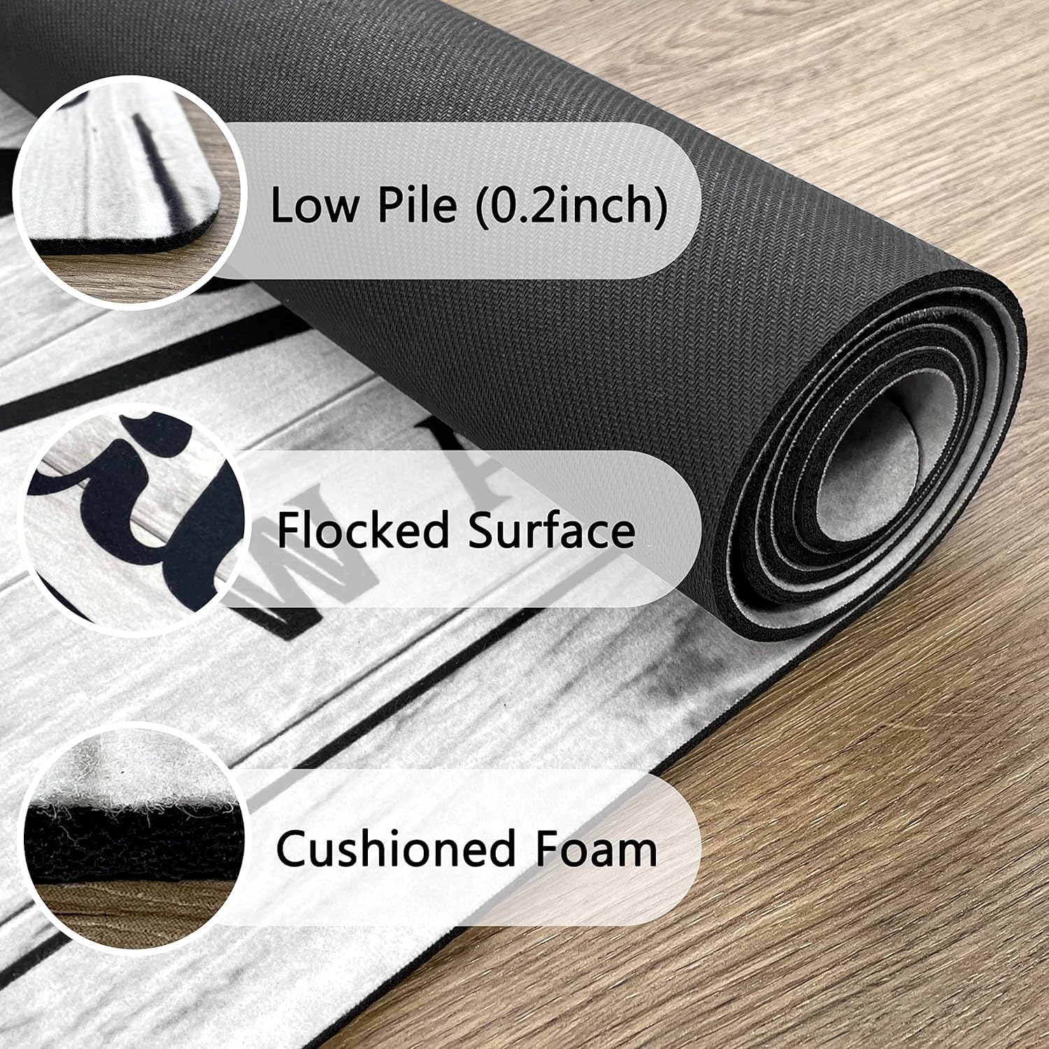 EARTHALL Laundry Room Rug Runner White 24"x60" Non Slip Waterproof Laundry Mats for Laundry Room Decor Washable Floor Laundry Rug for Laundry Room, Mudroom, Kitchen, Washroom