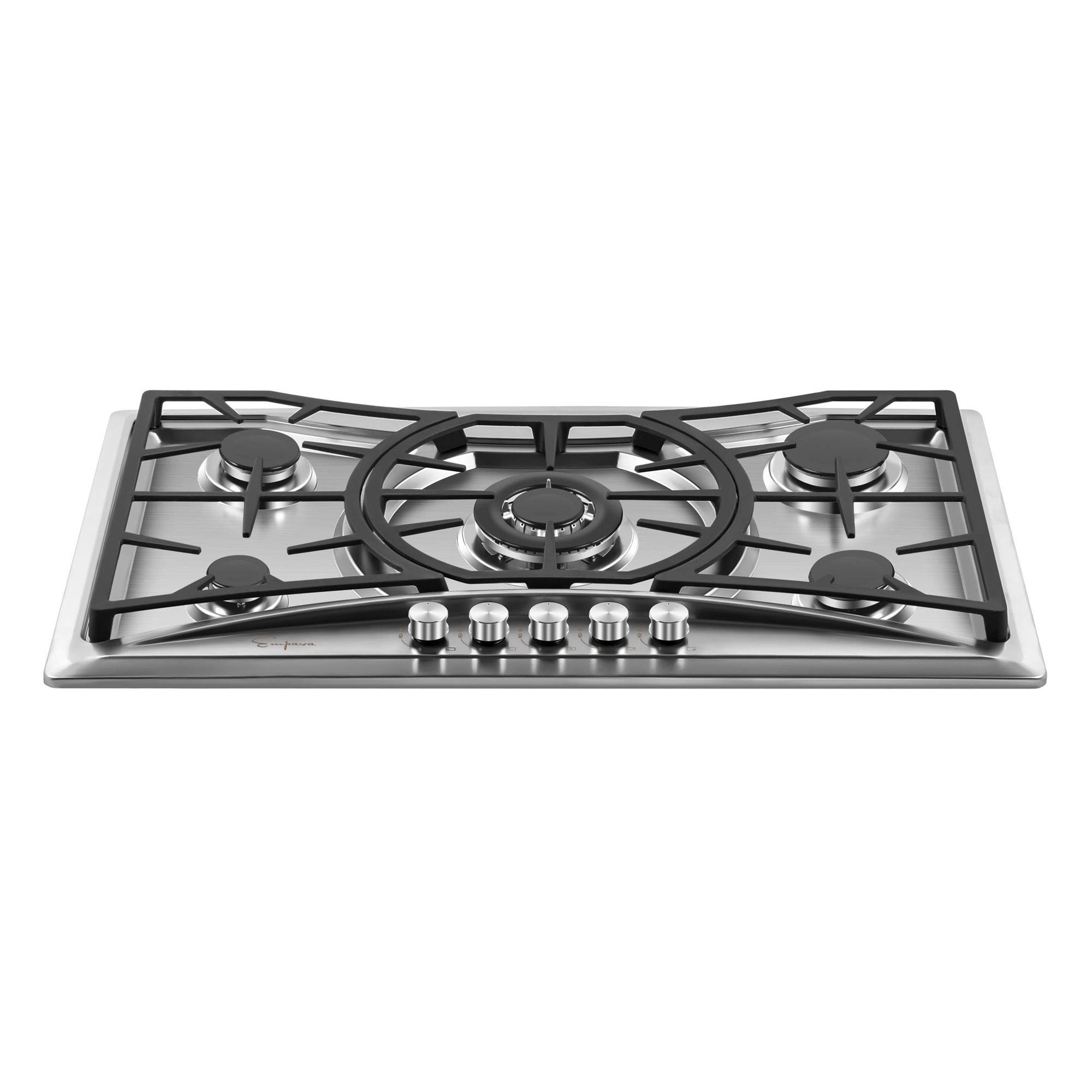 Empava 36 in. Gas Stove Cooktop with 5 Sealed Burners-Heavy Duty Continuous Grates-NG/LPG Convertible, 36 Inch, Stainless Steel