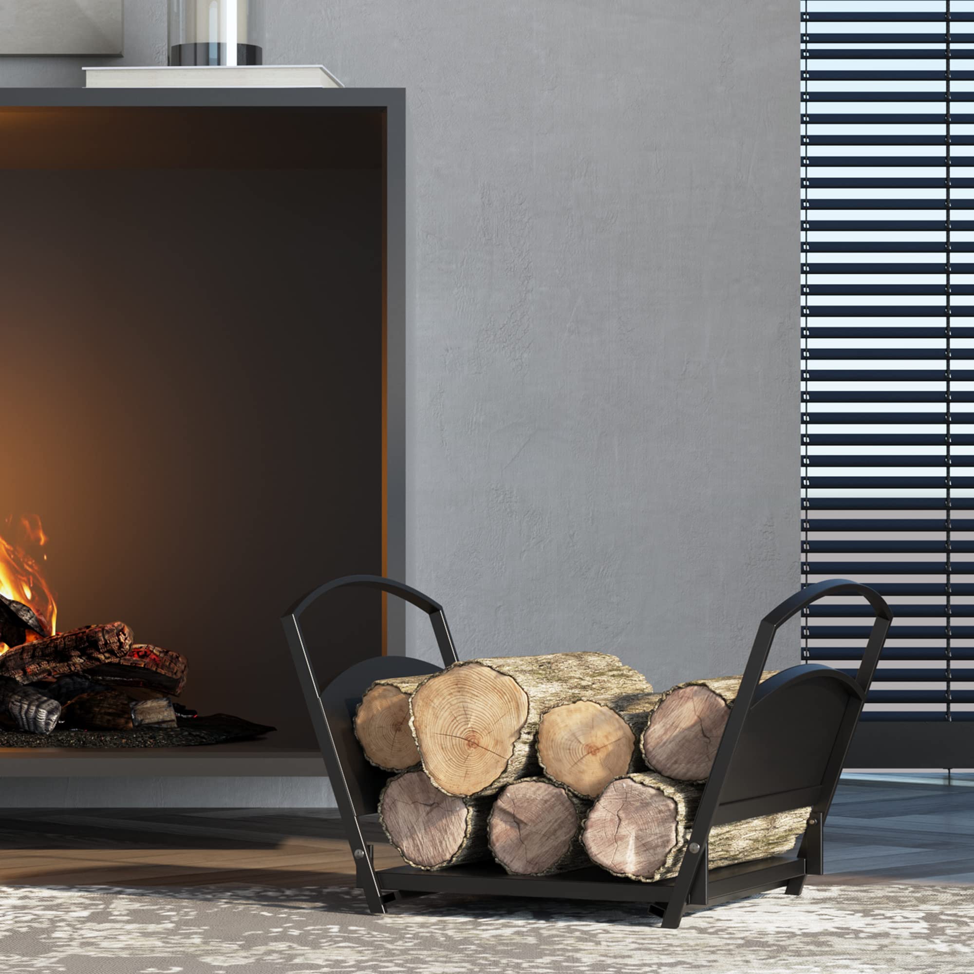 Fireplace Log Holder Folding Firewood Rack,Stacking Rack,Storage Rack for Firewood, Indoor, Outdoor,Heavy Duty Steel