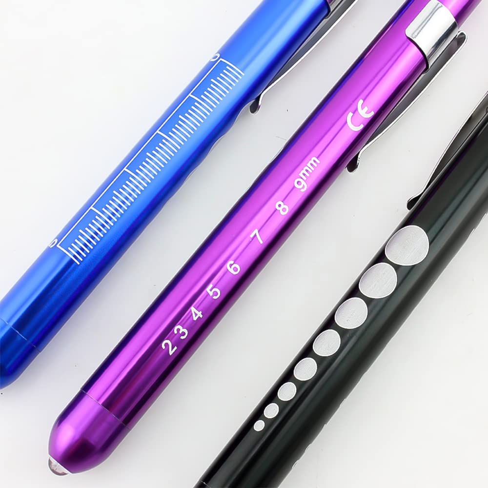 LINNNZI Pen Light for Nurses, 10 Pack LED Medical Pen Light with Pupil Gauge and Ruler - Reusable White & Warm Light LED Torch with Pocket Clip for Students Doctors Daily Use