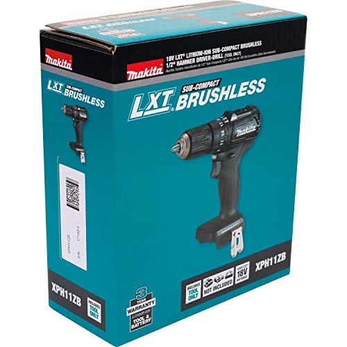 Makita XPH11ZB-R 18V LXT Lithium-Ion Brushless Sub-Compact 1/2 in. Cordless Hammer Drill Driver (Tool Only) (Renewed)