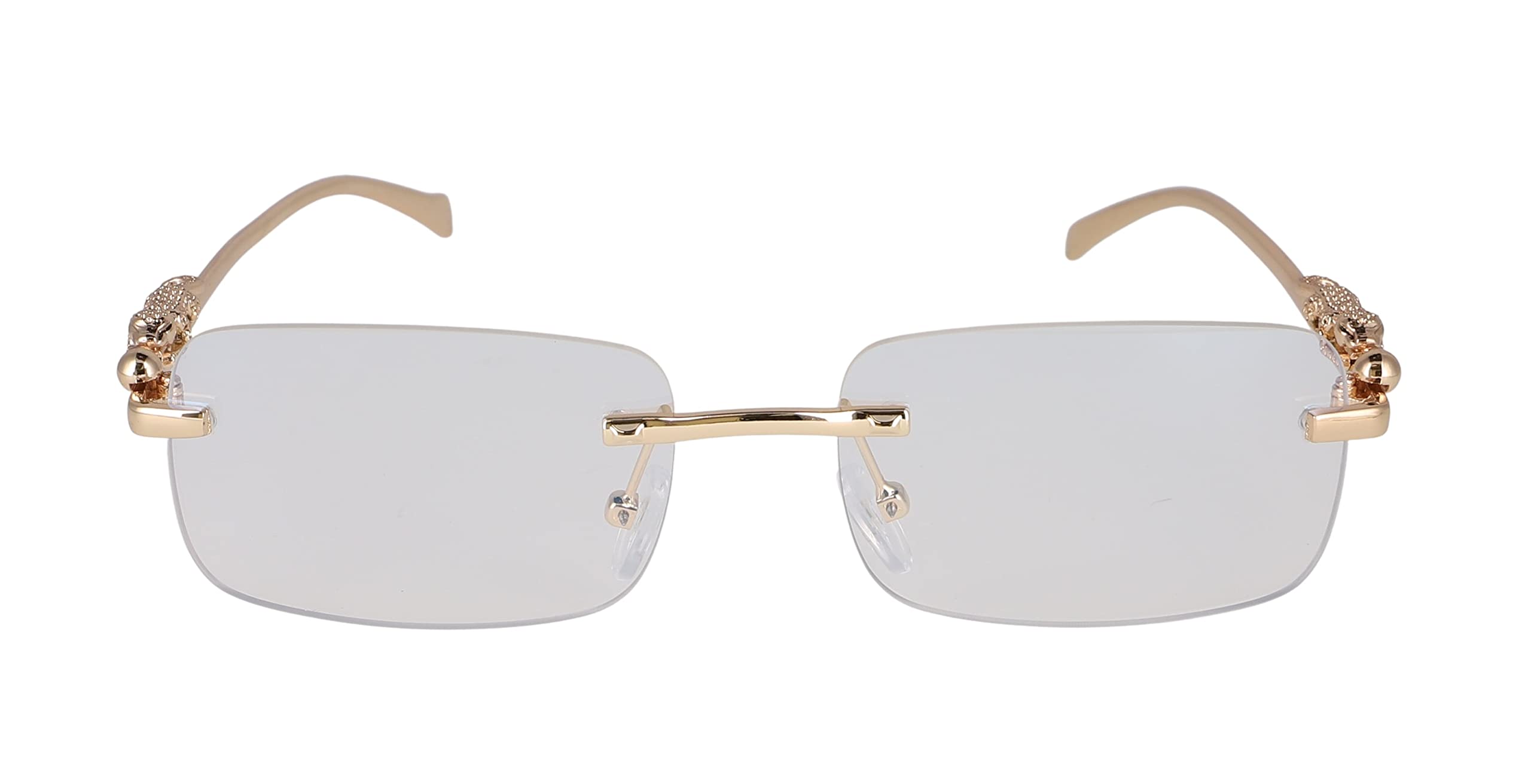 FLAWLESS EYEWEAR Rimless Oversized Sunglasses for Women Men Rectangular Frameless Fashion Shades (Clear)
