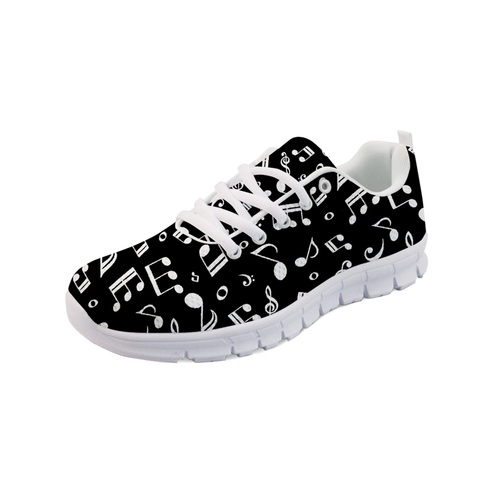 Forchrinse White Music Note Running Shoes Athletic Walking Tennis Shoes Breathable Running Shoes Casual Sneakers