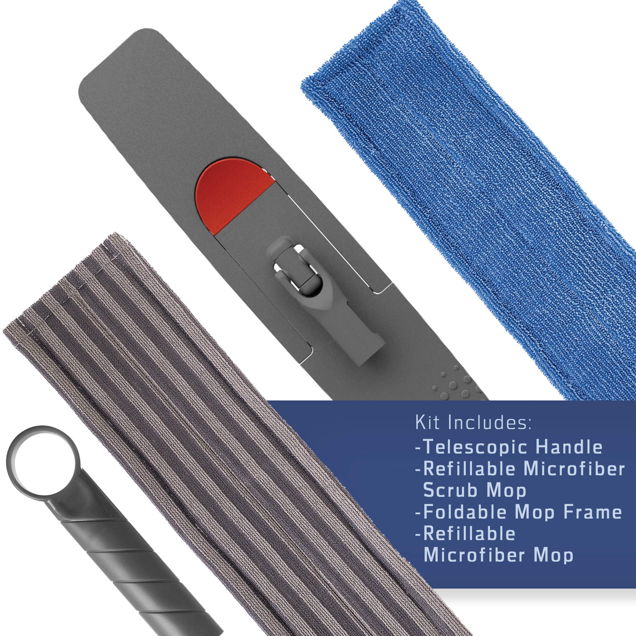FAYINA Floor Mop Microfiber Cleaning System - Washable Scrubbing and Reusable Microfiber for Hardwood, Laminate and Tile, Dust Mop, Soft Refills for Wood, Walls, Vinyl, Kitchen