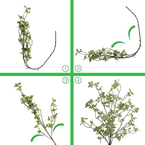 Ruidazon 2 pcs Artificial Greenery Stems, 41.3ββ Tall Fake Plants Branches Faux Greenery Ficus Twig Leaf for Home Garden Shop Office Desk Decoration