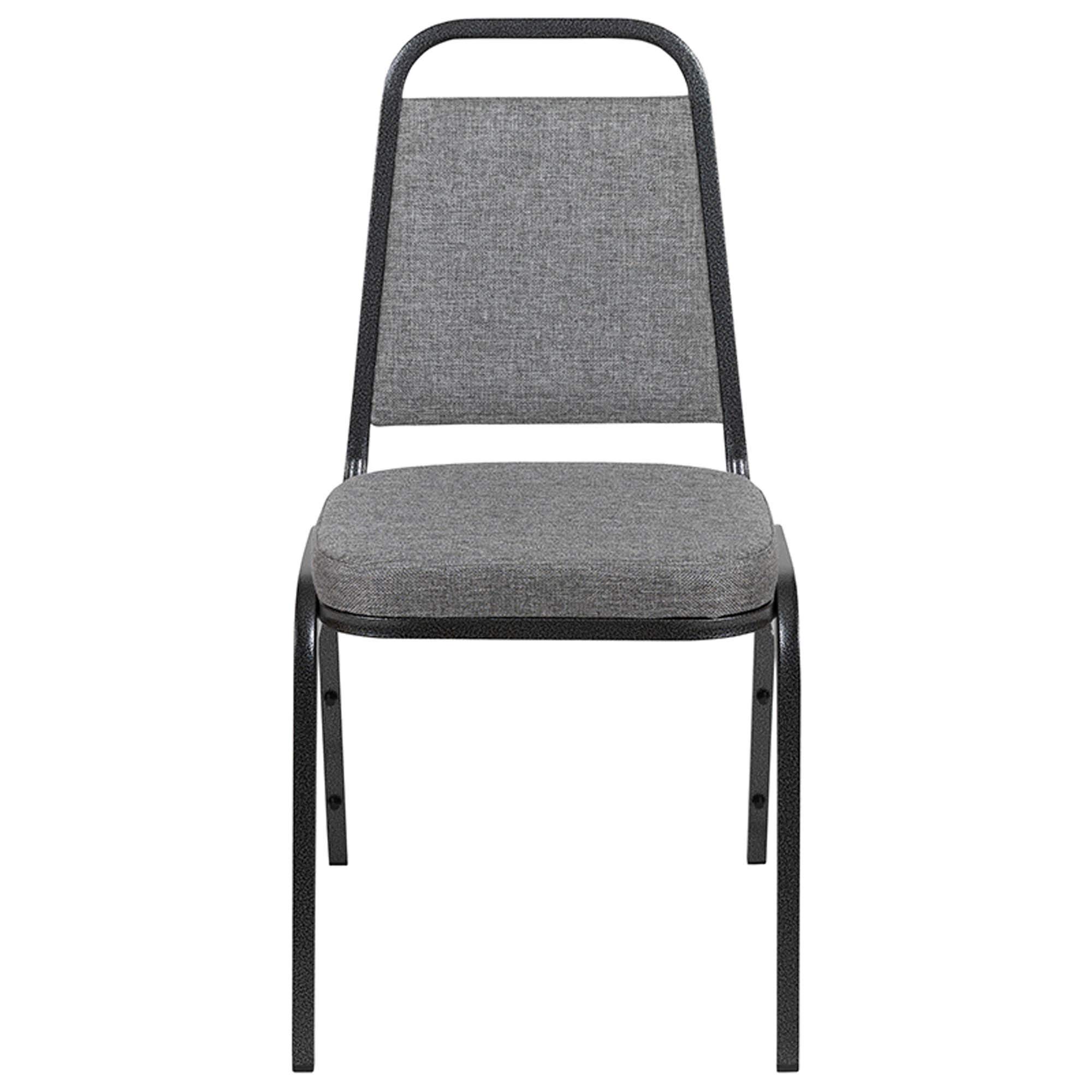 Flash Furniture 4 Pack HERCULES Series Trapezoidal Back Stacking Banquet Chair with 2.5" Thick Seat in Gray Fabric - Silver Vein Frame