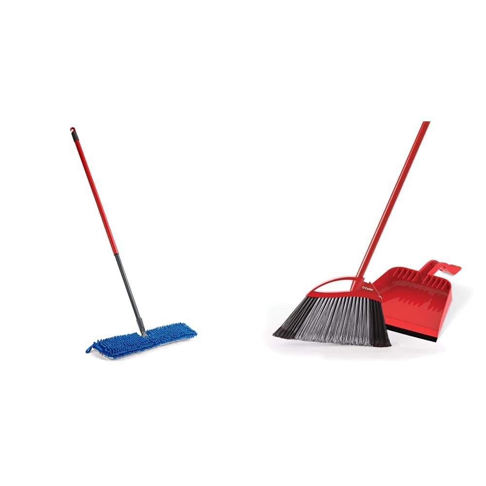 O-Cedar Hardwood Floor 'N More Microfiber Flip Mop + O-Cedar Pet Pro Broom & Step-On Dustpan PowerCorner