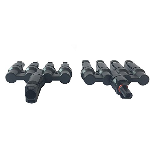 KRXNY Solar Panel PV 1 To 4 T Branch Connectors PV Cable Coupler Combiner Connector Splitter Adapter M/FFFF And F/MMMM 1 Pair