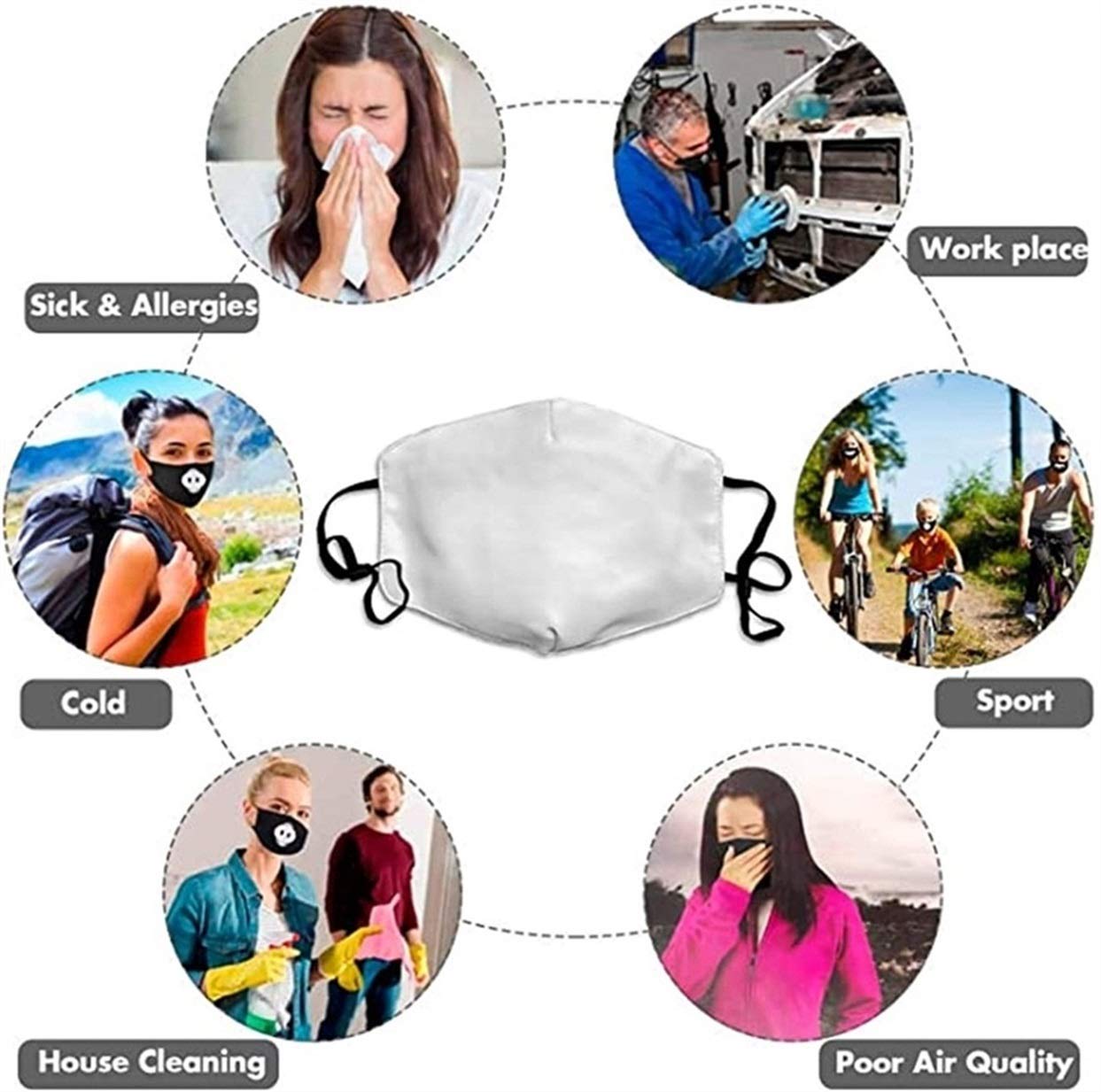 Fashion Dust Dirt Proof Windshield Face Decoration Cotton Balaclavas Mask Mouthcloth (A Piano Keys with Musical Notes)