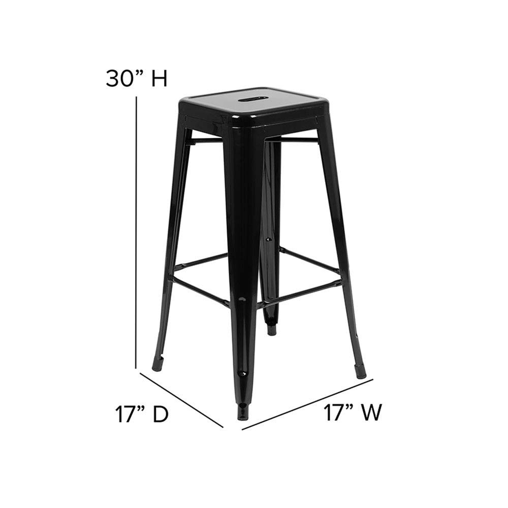 Flash Furniture Lily 30" High Metal Indoor Bar Stool in Black - Stackable Set of 4