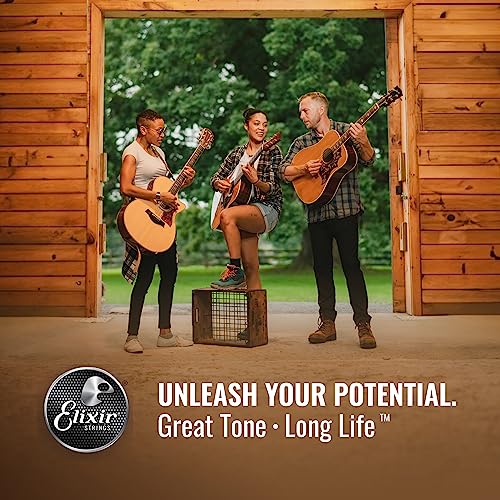 Elixir Strings, Acoustic Guitar Strings, 80/20 Bronze with NANOWEB Coating, Longest-Lasting Bright and Focused Tone with Comfortable Feel, 8-String Baritone 16-70