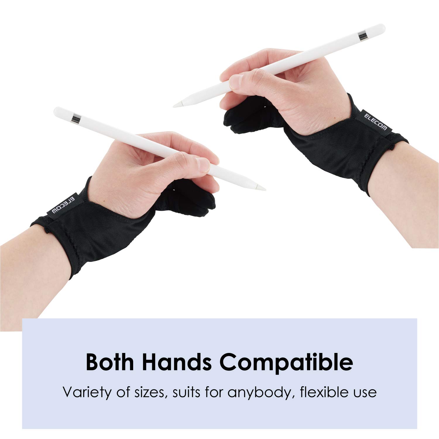 ELECOM Artist Gloves for Drawing Tablet for Left Hand or Right Hand with 2fingers 3.0inch -3.2inch TB-GV2M
