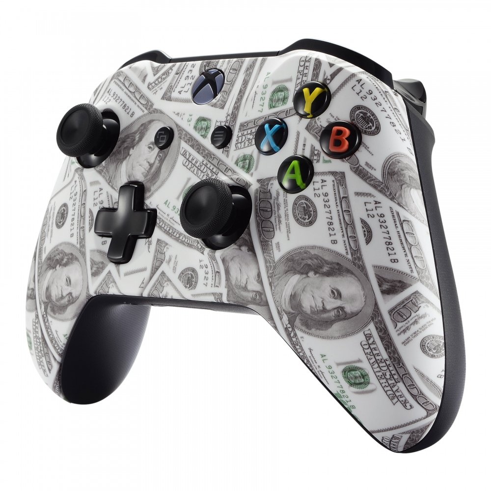 eXtremeRate 100 Cash Money Patterned Faceplate Cover for Xbox One Wireless Controller 1708, Soft Touch Replacement Front Housing Shell Case for Xbox One X & One S Controller - Controller NOT Included