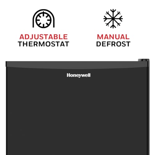 Honeywell Mini Compact Freezer Countertop, 1.1 Cubic Feet, Single Door Upright Freezer with Reversible Door, Removable Shelves, for Home, Dorms, Apartment, Office- Black