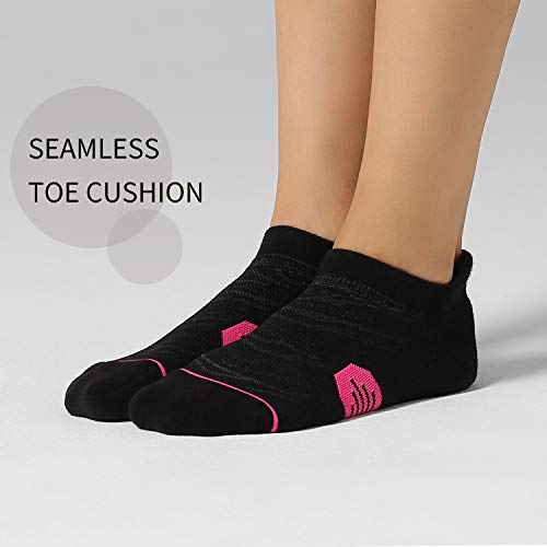 FITRELL 6 Pack Women's Ankle Running Socks, Low Cut Athletic Socks With Tab,Black Mixed,Medium