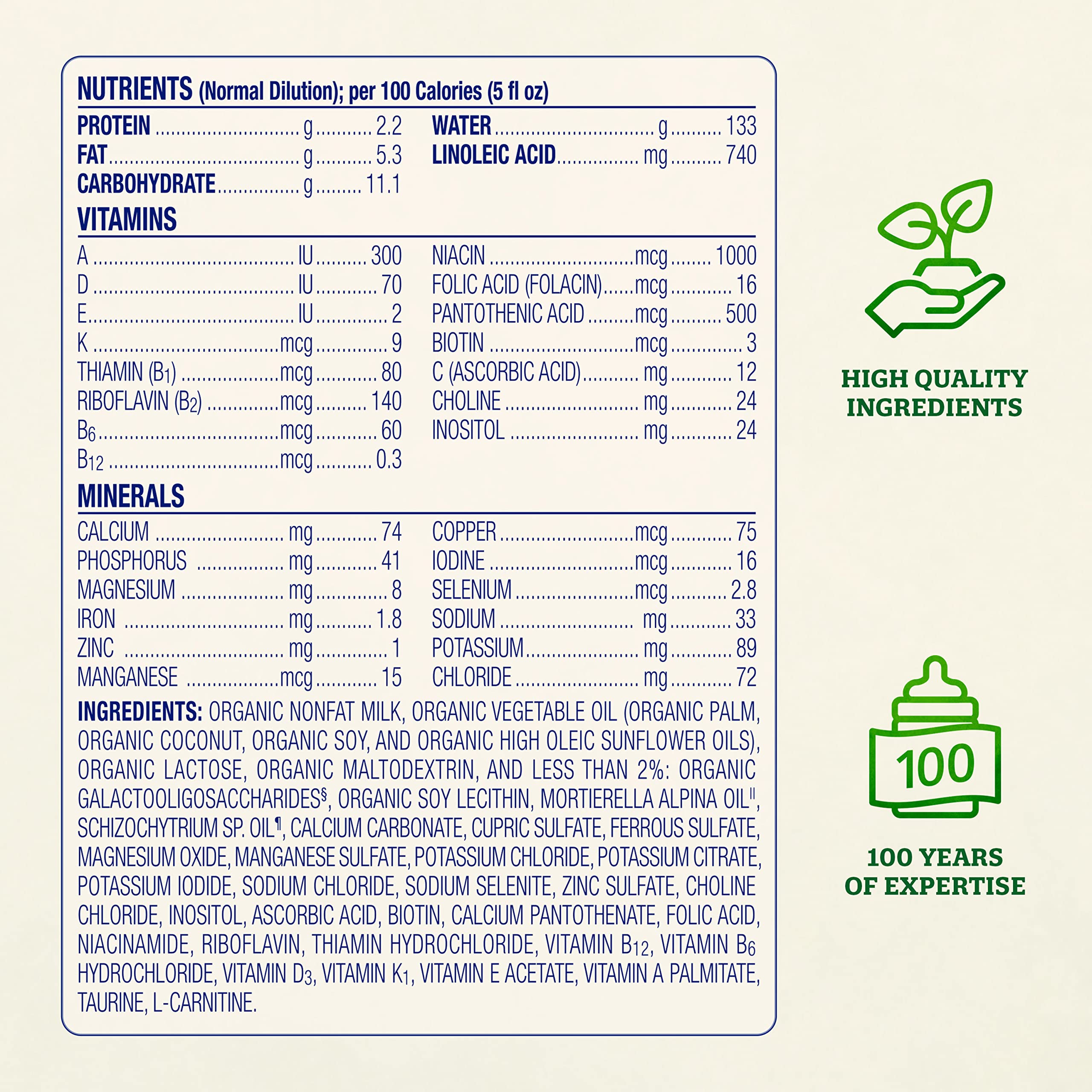 Enfamil Organic Baby Formula, Simply Organic by Enfamil, Organic Milk from Grass-Fed Cows, Milk-Based Powder with Iron, Non-GMO, Powder Tub