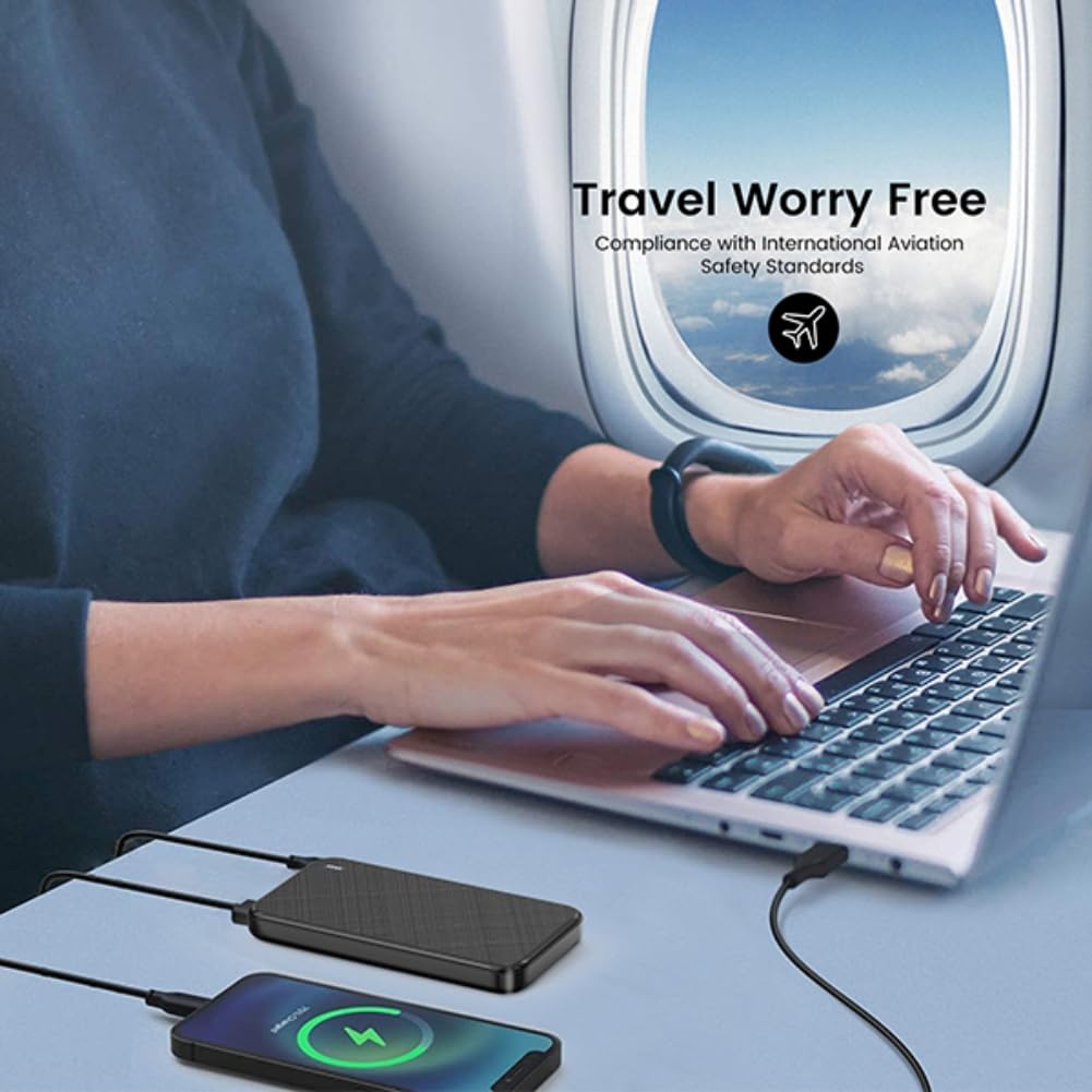 Fast Charging Power Bank 10000mAh, 5V 2.1A Small Portable Charger, USB C Mini Slim Battery Pack Powerbank for iPhone 15 14 13 12 Pro Max, Samsung Galaxy S23 S22 S21, Heated Vest / Jacket / Scarf, etc
