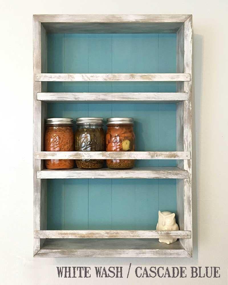 Mansfield Cabinet No. 102 - Solid Wood Spice Rack Cabinet White Wash/White
