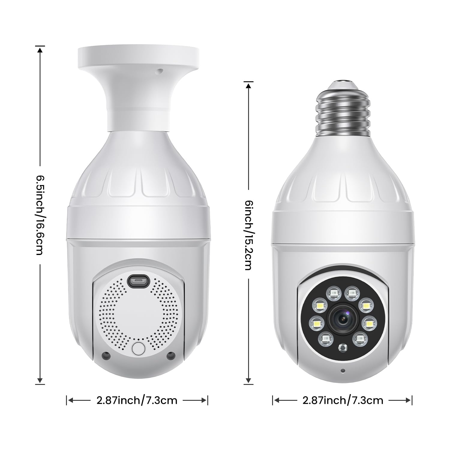 FISHBOT 1080P Light Bulb Security Camera Wireless Indoor Outdoor, Color Night Vision, Human Motion Detection and Tracking, WiFi Cameras with 2-Way Audio, Real-Time Alert, 355° Panoramic Surveillance