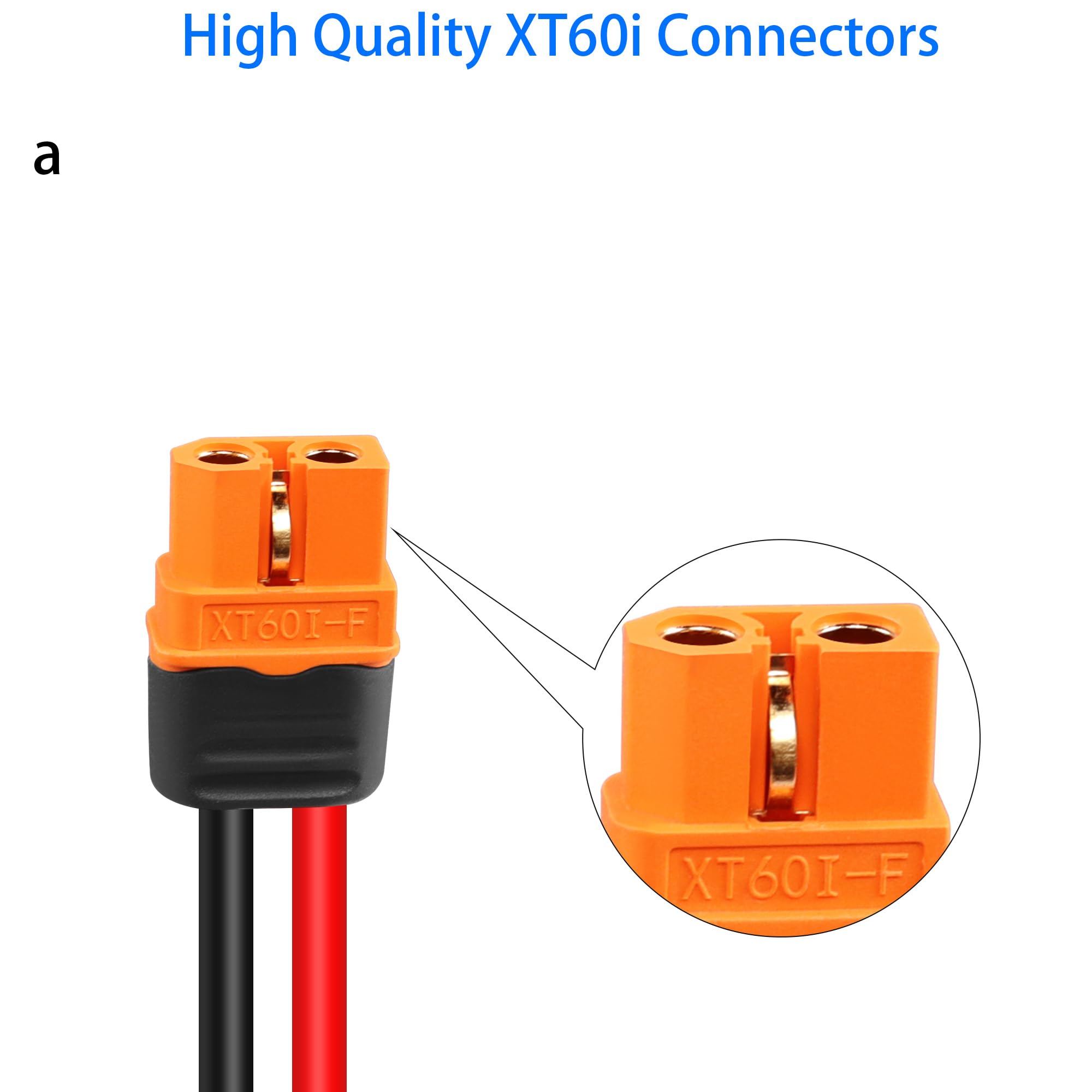 GELRHONR XT60i Extension Cable 1M, XT60 Male to XT60i Female Connector Cable 12AWG Silicon Wire, for Ebike,Drone Car Lipo Battery Charger,Solar Generator Portable Power Station