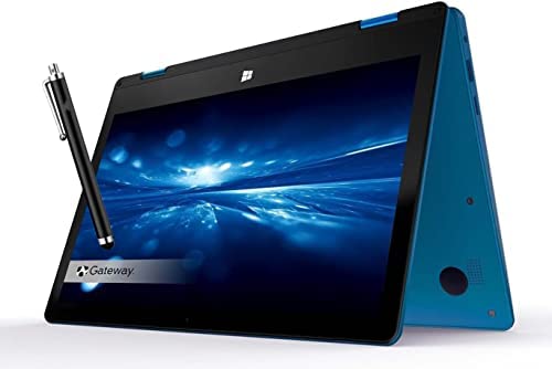 Gateway Newest Touchscreen 11.6 HD 2-in-1 Convertible Laptop in Blue Intel N4020 4GB RAM 64GB SSD Mini-HDMI Webcam Hugo Tech Mart Pen Windows 11 S (Renewed)