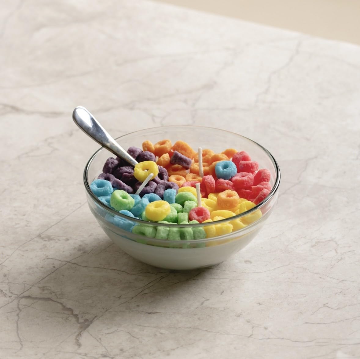 Generic Fruit Loops Cereal Scented Candle, Realistic Look, 3 Wicks