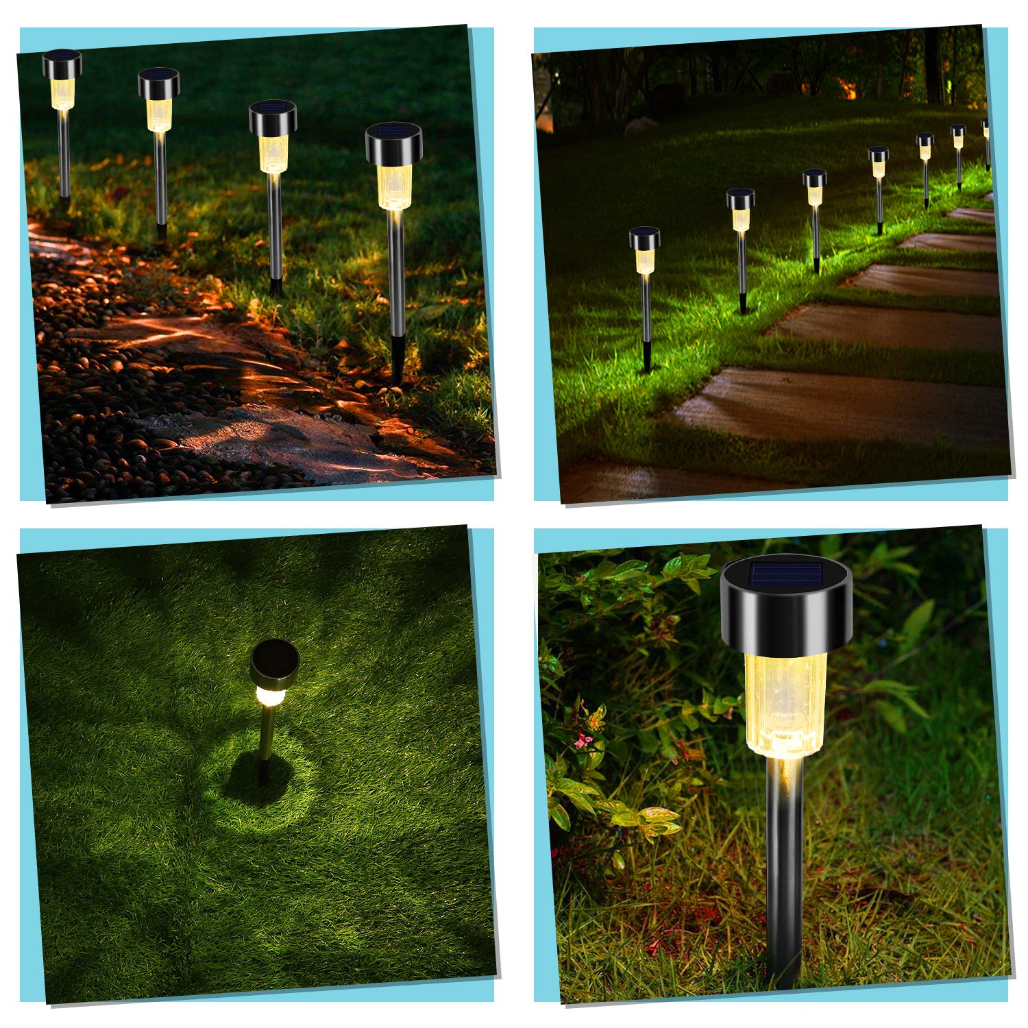 Foxdott Solar Lights Outdoor, 12Pack solar pathway lights outdoor, Waterproof, LED Landscape garden lights Solar Powered, Outdoor Lights Solar Garden Lights for Pathway, Walkway, Patio, Yard, Driveway