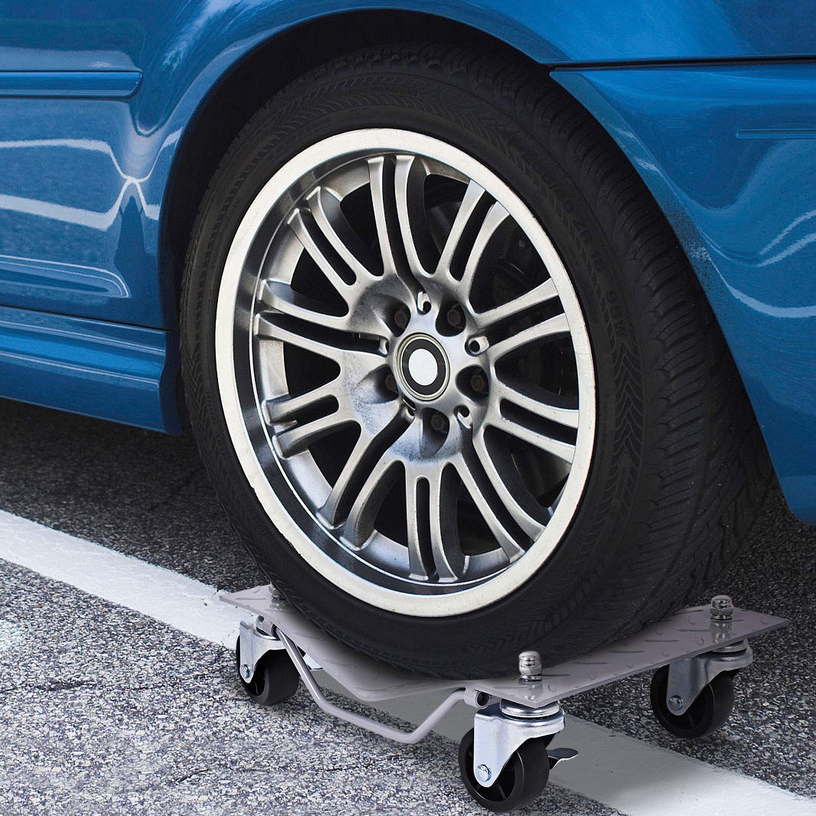 Goplus 4 PCS 4 X 3 Set Wheel Dollies Dolly Tire Skates Vehicle Car Auto Repair Moving Diamond, Gray