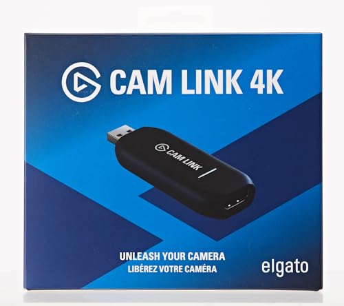 Elgato Cam Link 4K, External Camera Capture Card, Stream and Record with DSLR, Camcorder, ActionCam as Webcam in 1080p60, 4K30 for Video Conferencing, Home Office, Gaming, on OBS, Zoom, Teams, PC/Mac