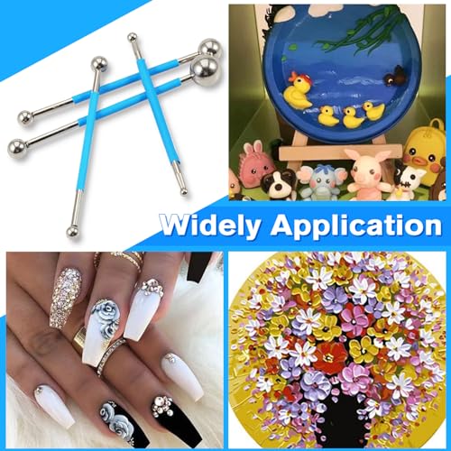 SPEEDWOX Caulking Tool Metal Ball 4 Pcs Polymer Clay Tool Kit Grout Finisher for Tile Grout Coating Sealant Finishing Fondant Cake Paper Flower Decorating Sculpture Modeling Craft DIY Tool Set
