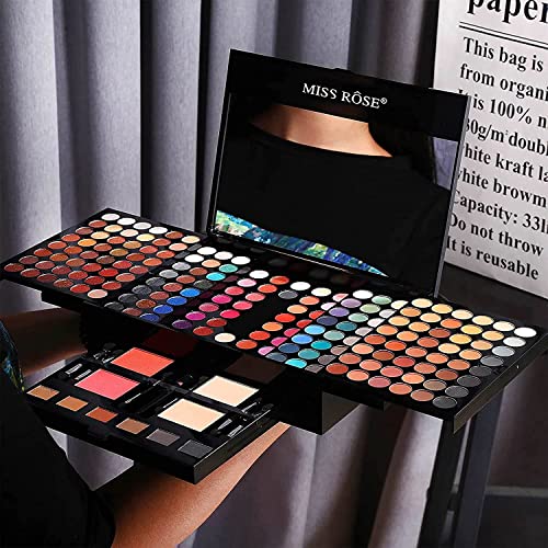 UNIFULL 190 Colors Makeup Pallet,Professional Makeup Kit for Women Full Kit,All in One Makeup Sets for Women&Beginner,include Eyeshadow,Lipstick,Compact Powder,Eyeliner,Glitter Powder,Concealer,makeup brush(004-Black)