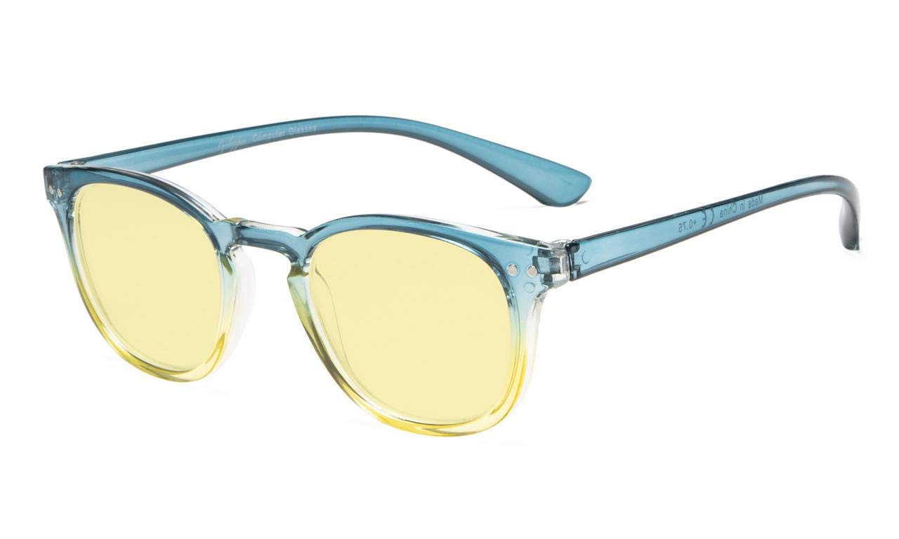 Eyekepper Blue Light Blocking Computer Glasses Digital Eye Strain Prevention-Yellow Tinted Lens Reading Glasses (Blue-Yellow Frame, 1.00)