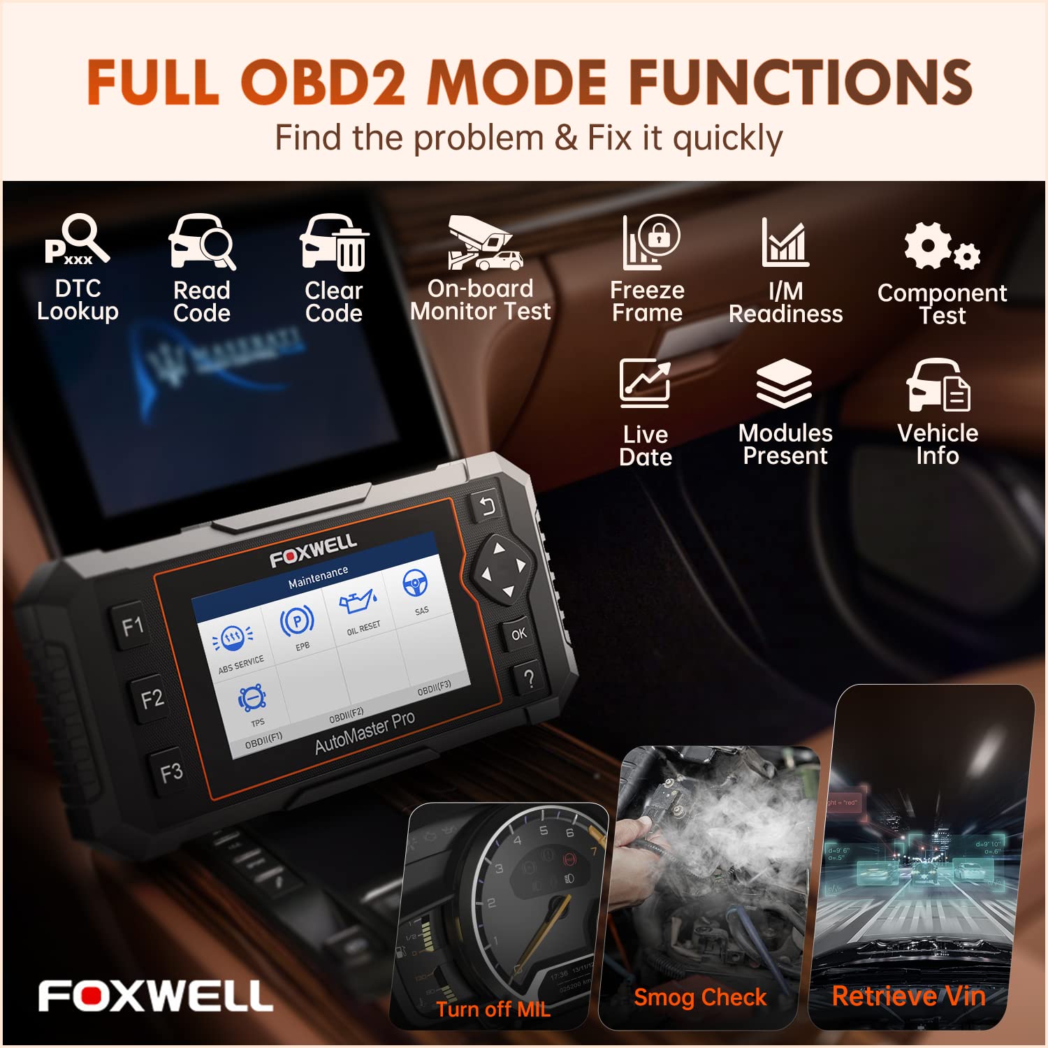 FOXWELL NT624 Elite Full-System Scanner Reset Tool with FOXWELL BT705 Car Battery Tester 12V 24V Automotive Battery Load Tester