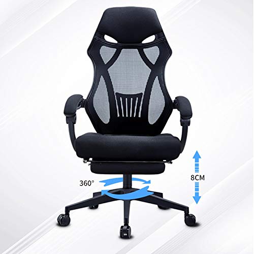 DOUBAO Reclining Office Chair - 300 LB Capacity Ergonomic Computer Mesh Recliner, Executive Swivel Office Desk Chair, Task Chair with Hidden Footrest and Lumbar Support,Black Footrest (Size : Black