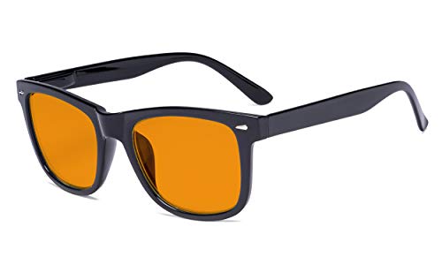 Eyekepper Large Frame Blue Blocking Glasses - Anti Digital Glare Readers with Orange Tinted Reduce Filter Lens UV Protection Computer Reading Glasses Women - Black +3.00