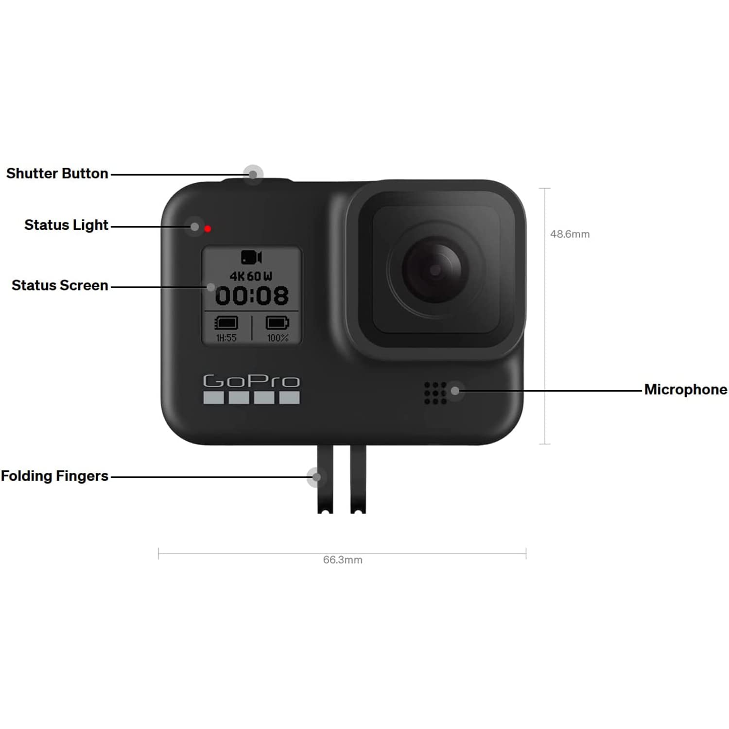GoPro HERO8 Black Bundle: Includes HERO8 Black Action Camera, 2 Total Rechargeable Battery, Protective Housing - Broag Black Carrying Case for HERO8, Black